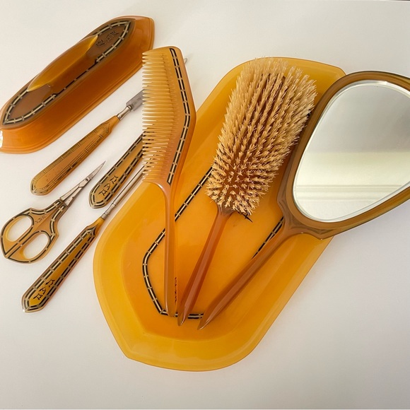 Accessories | Vintage Set Of 9 Womens Amber Pyralin Labelle Celluloid ...